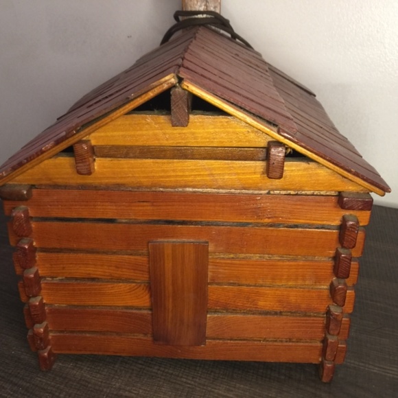 Other | Vintage Wood Log Cabin Lamp Looks To Be Handmade One Of A Kind ...